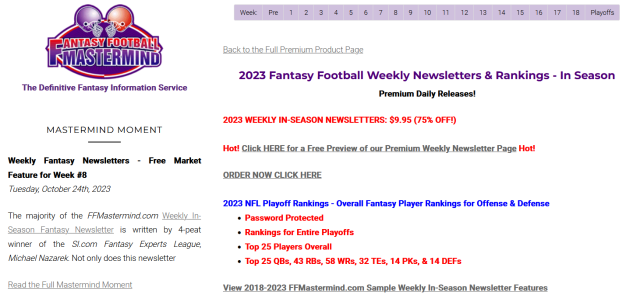 Fantasy Football Mastermind | Fantasy Football Cheat Sheets, Rankings, Sleepers, & Draft Strategies
